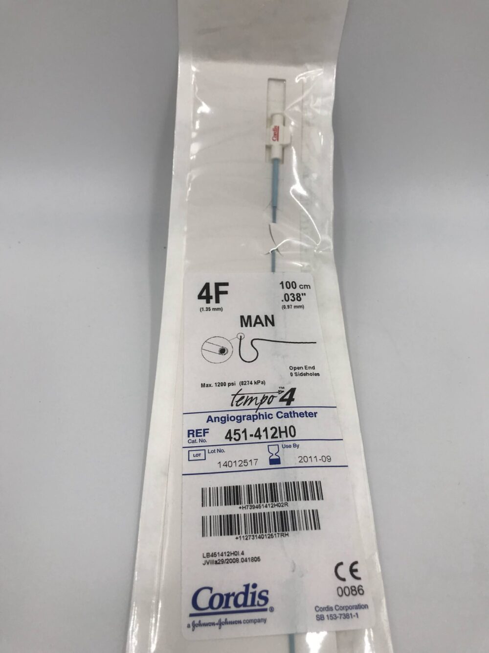 CORDIS 451-412H0 Tempo4 Angiographic Catheter MAN 4F 100cm (X) - GB ...