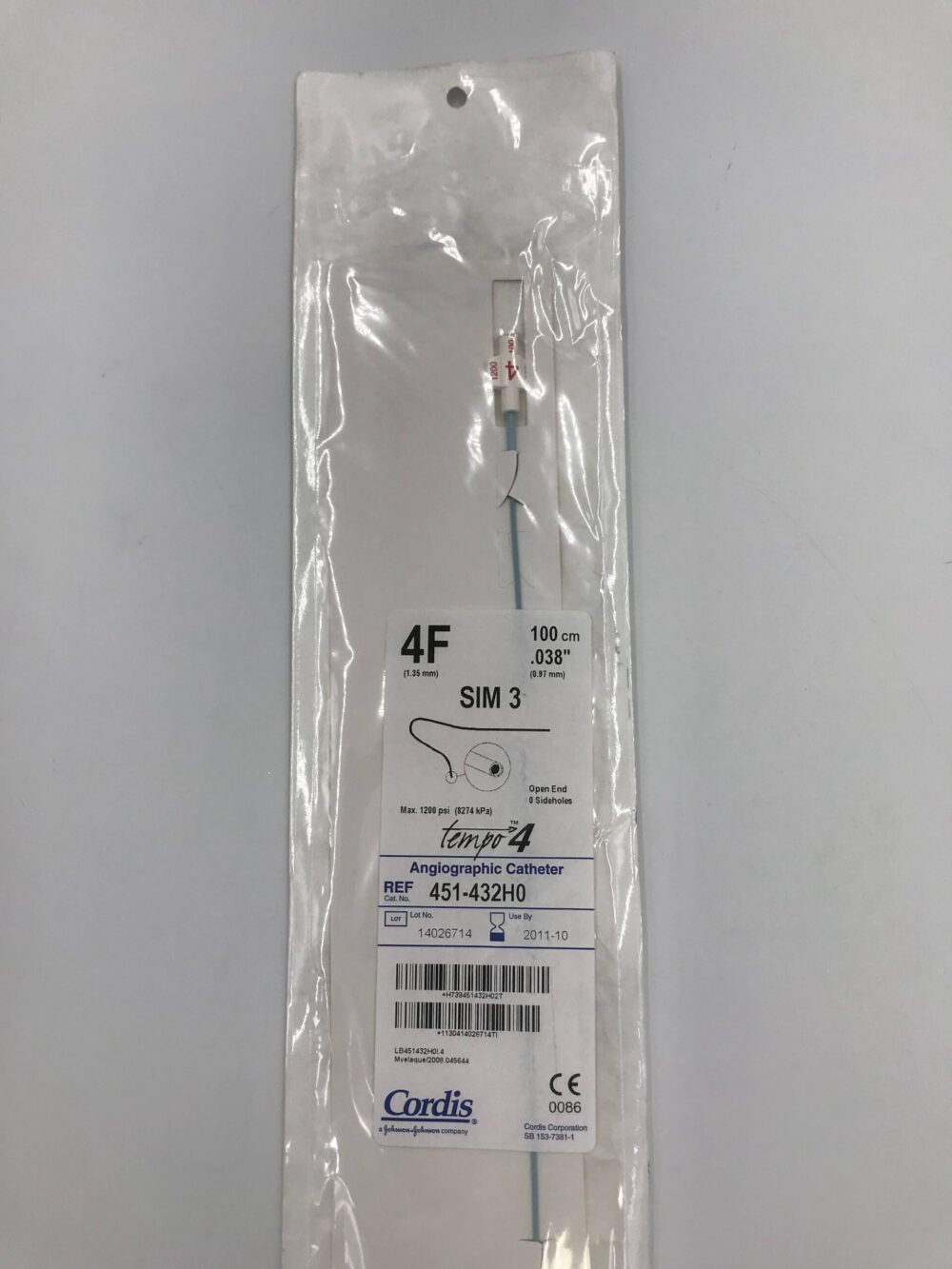 CORIDS 451-432H0 Tempo4 Angiographic Catheter SIM 3 4F (X) - GB TECH USA