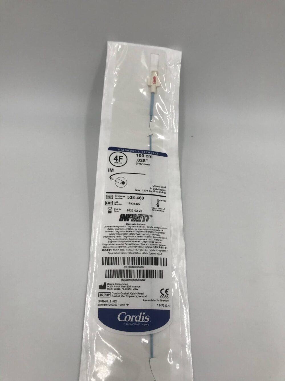 CORDIS 538-460 Infiniti Diagnostic Catheter IM 4F 100cm – GB TECH USA