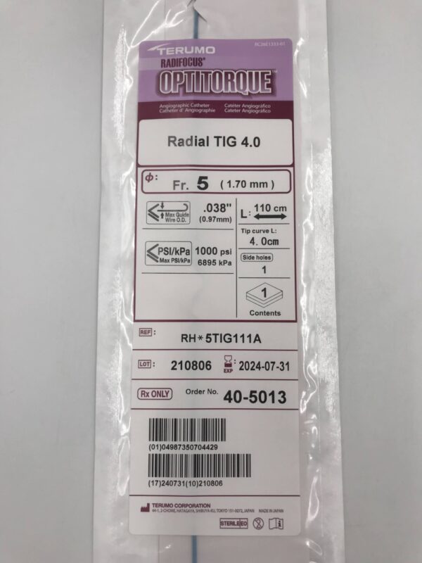 TERUMO 40-5013 Optitorque Angiographic Catheter Radial TIG 4.0 5Fr ...