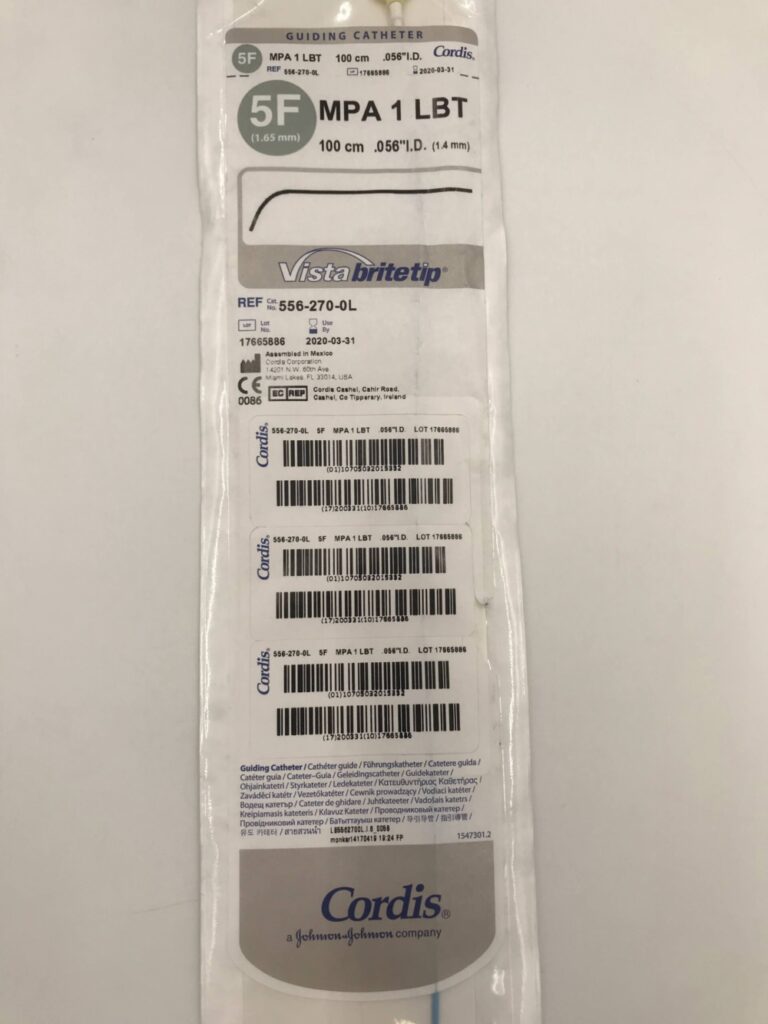 CORDIS 556-270-0L Vista Brite Tip Guiding Catheter MPA 1 LBT 5F 100cm(X) – GB TECH USA