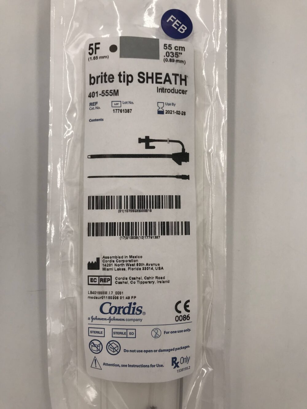 CORDIS 401-555M Brite Tip Sheath Introducer 5F 55cm (X) – GB TECH USA