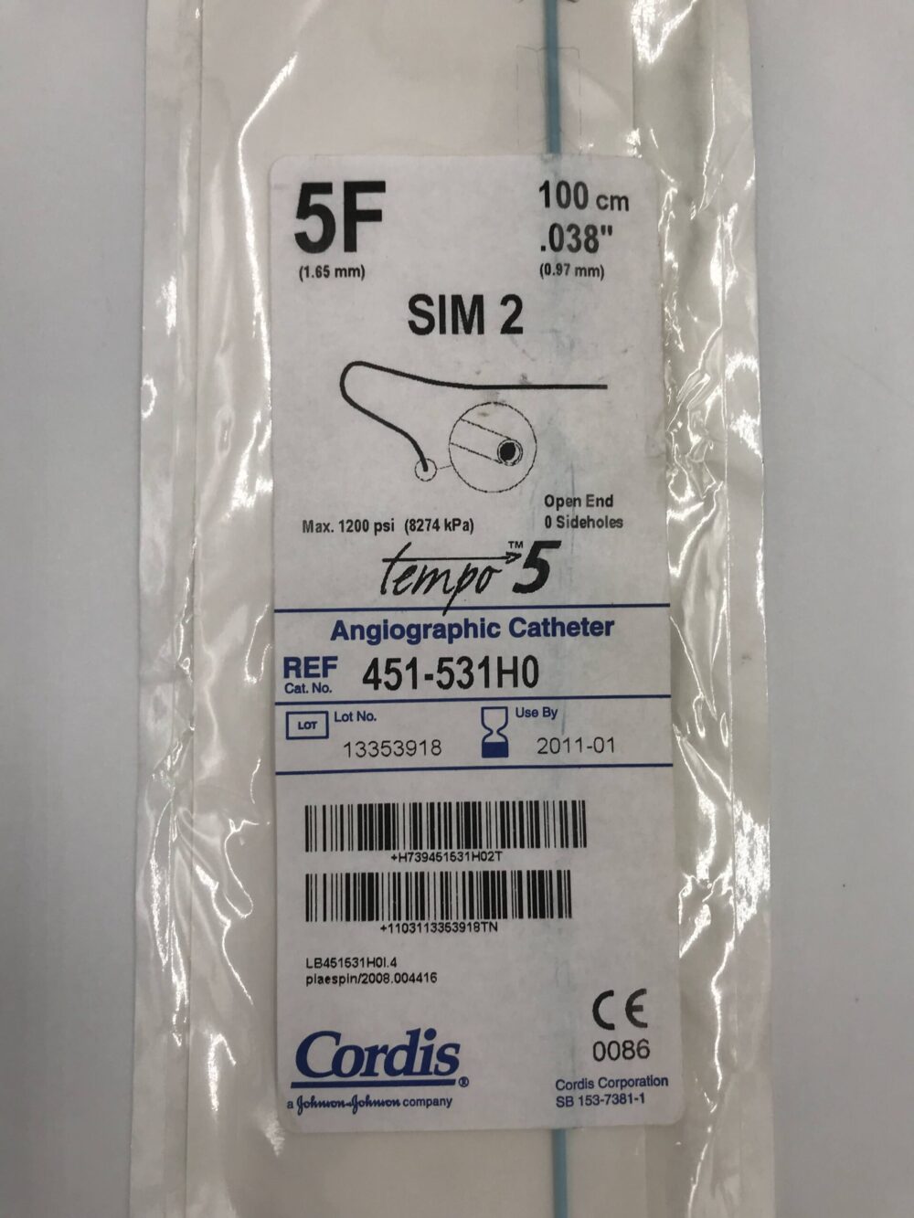 CORDIS 451-531H0 Tempo5 Angiographic Catheter SIM 2 5F 100cm (X) - GB TECH USA