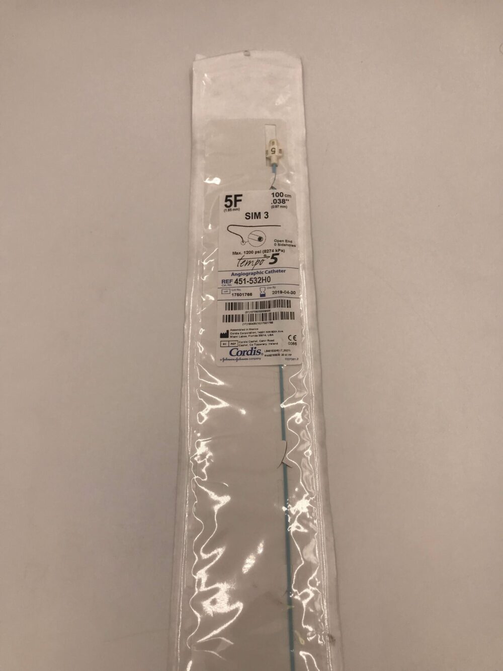 CORDIS 451-532H0 Tempo5 Angiographic Catheter SIM 3 5F 100cm(X) – GB ...