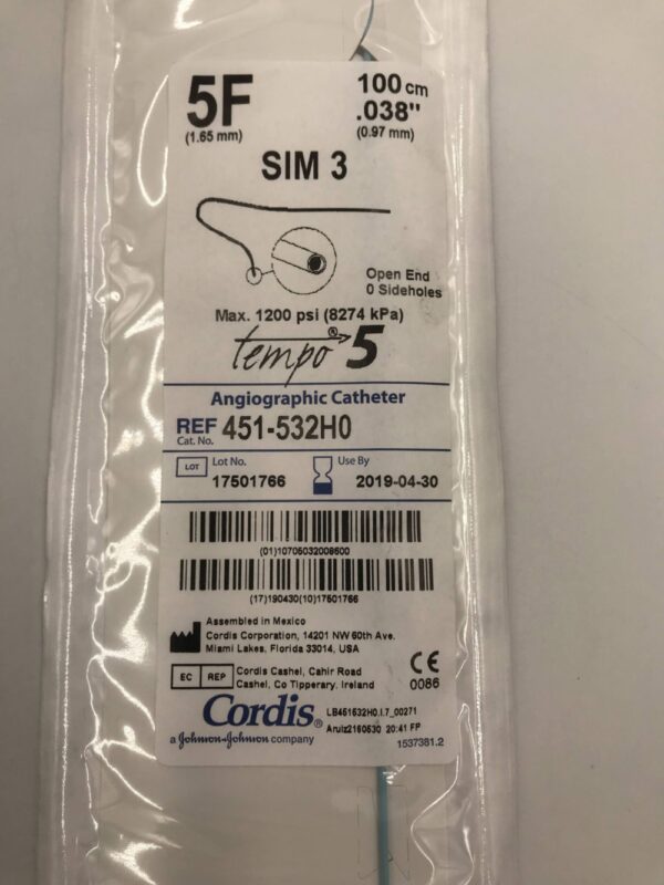 CORDIS 451-532H0 Tempo5 Angiographic Catheter SIM 3 5F 100cm(X) – GB ...