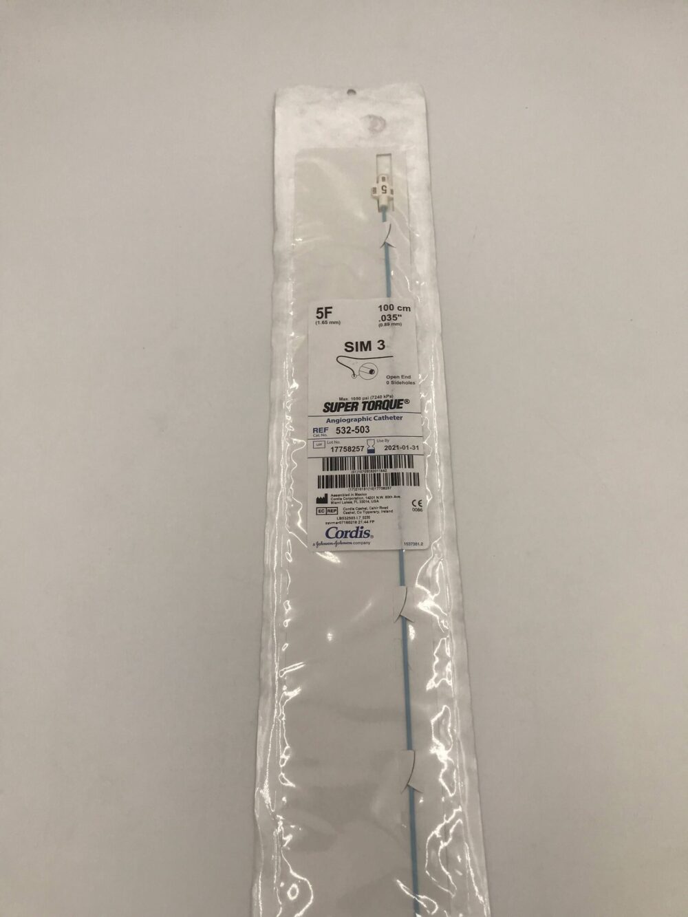 CORDIS 532-503 Super Torque Angiographic Catheter SIM 3 5F 100cm (X ...