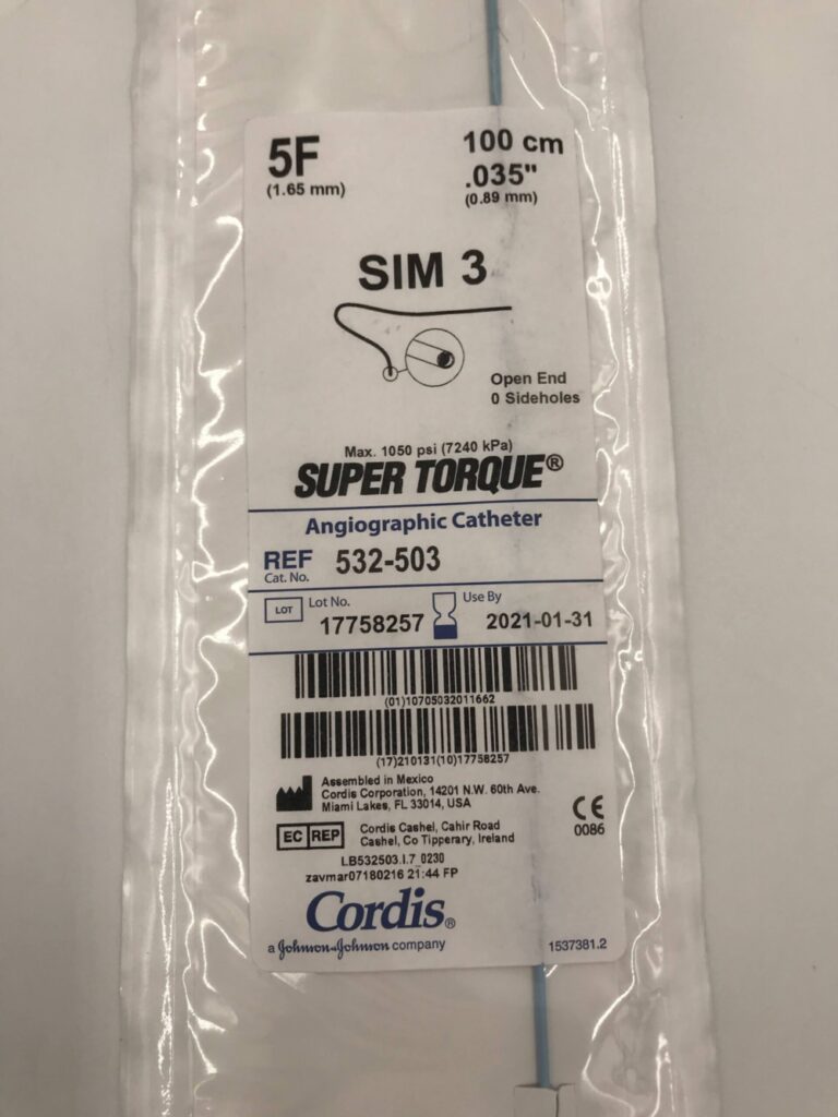 CORDIS 532-503 Super Torque Angiographic Catheter SIM 3 5F 100cm (X ...