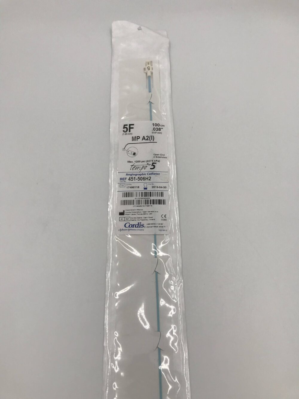 CORDIS 451-506H2 MP A2 (I) Tempo5 Angiographic Catheter 5F 100cm (X ...