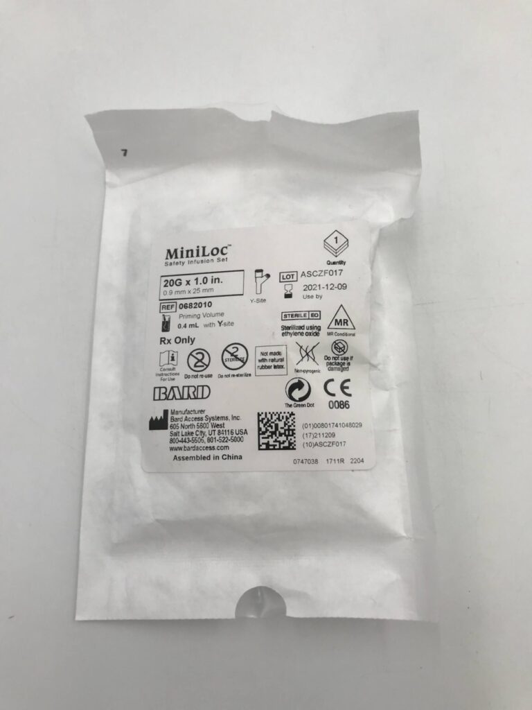Bard MiniLoc Safety Infusion Set 20G x 1.0" Priming Volume Vol. 0.4mL ...