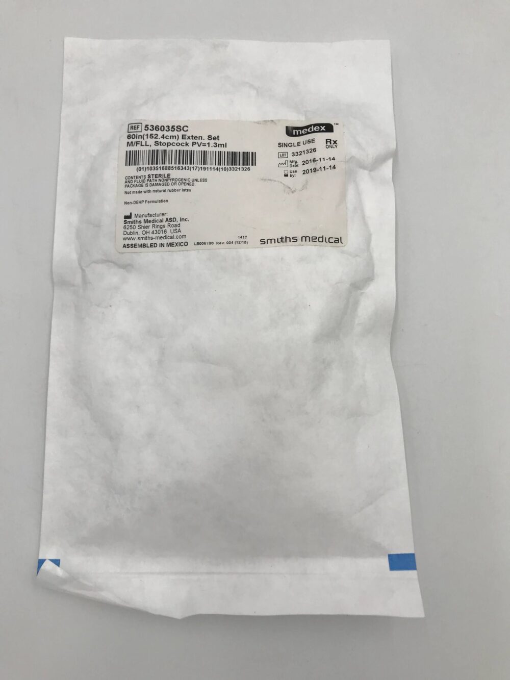 Smiths Medical 536035SC 60in (152.4cm) Exten. Set M/FLL, Stopcock PV=1 ...