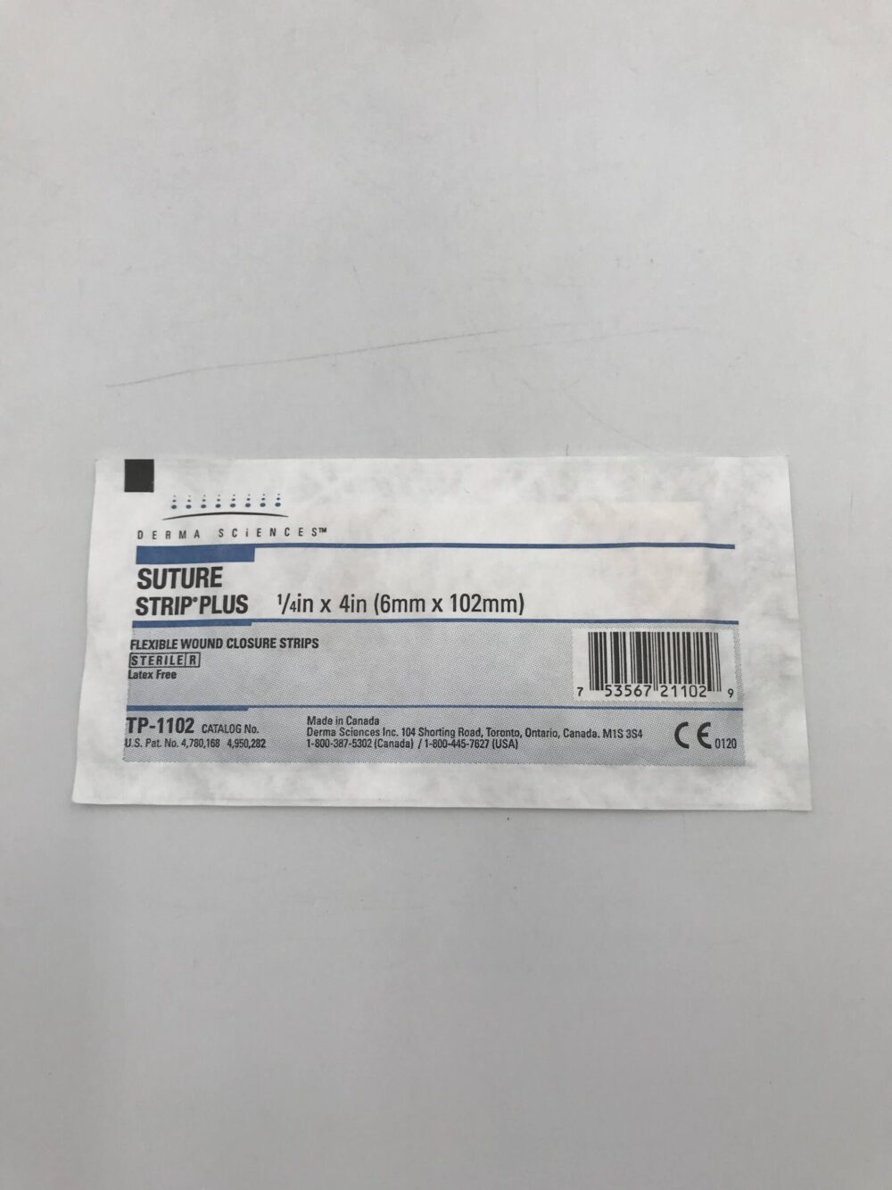 Derma Sciences TP-1102 Suture Strip Plus 1/4in x 4in (6mm x 102mm) - GB ...
