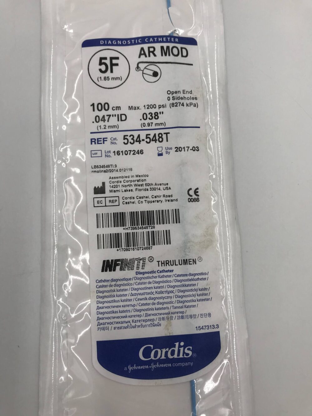 CORDIS 534-548T Infiniti Diagnostic Catheter AR MOD 5F (X) - GB TECH USA