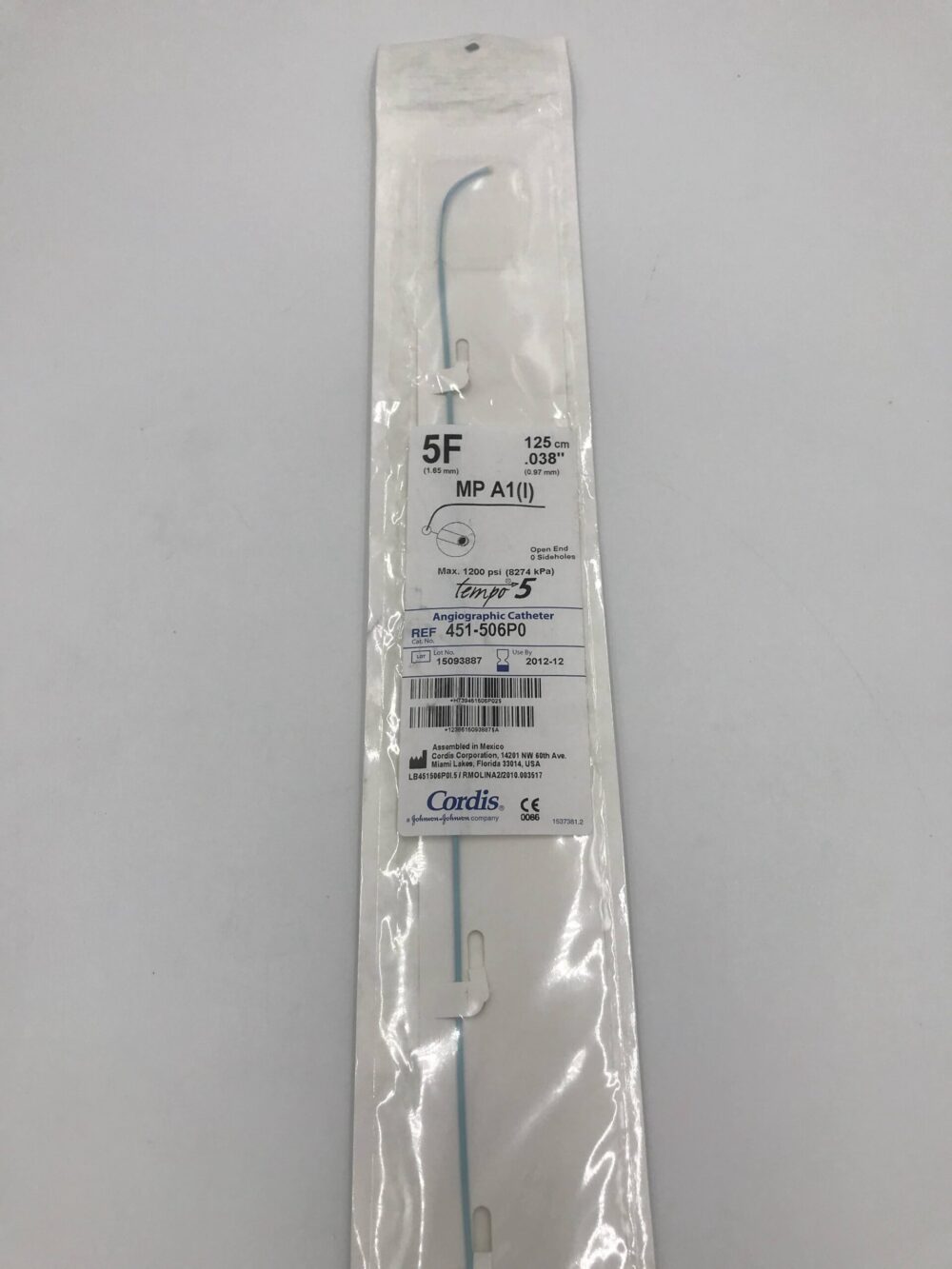 CORDIS 451-506P0 Tempo5 Angiographic Catheter MP A1 (I) 5F (X) - GB ...