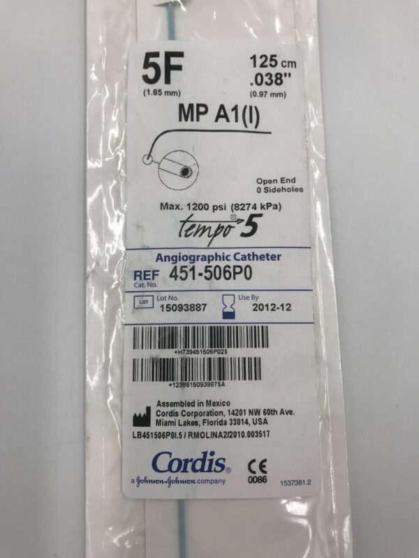 CORDIS 451-506P0 Tempo5 Angiographic Catheter MP A1 (I) 5F (X) - GB ...