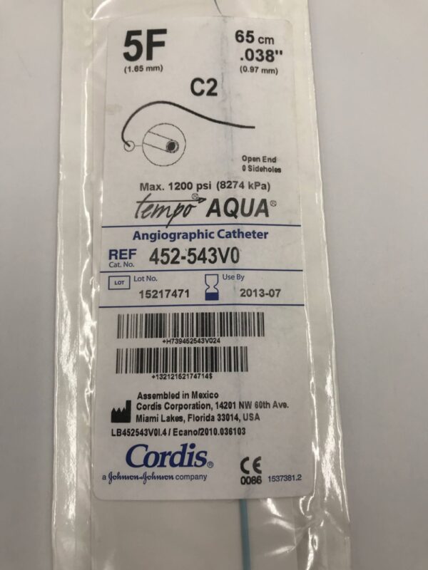CORDIS 452-543V0 Tempo Aqua Angiographic Catheter C2 5F (X) - GB TECH USA