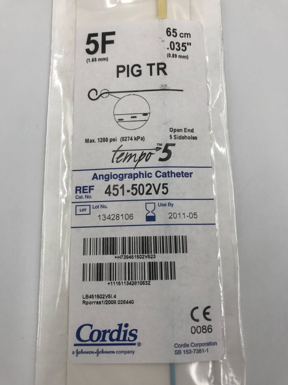 CORDIS 451-502V5 Tempo 5 Angiographic Catheter PIG TR 5F (X) - GB TECH USA