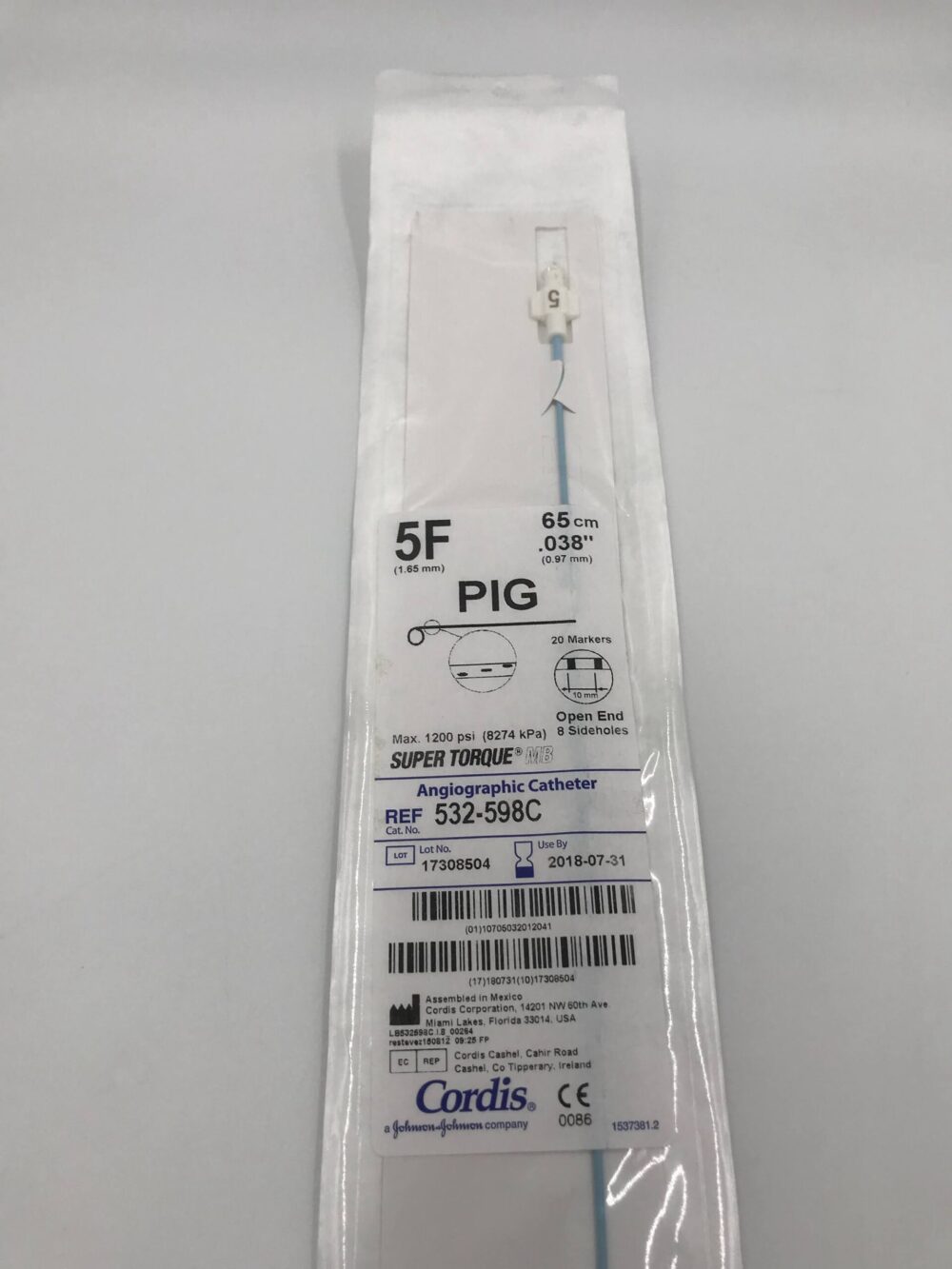 CORDIS 532-598C Super Torque MB Angiographic Catheter Pig 5F 65cm (X ...