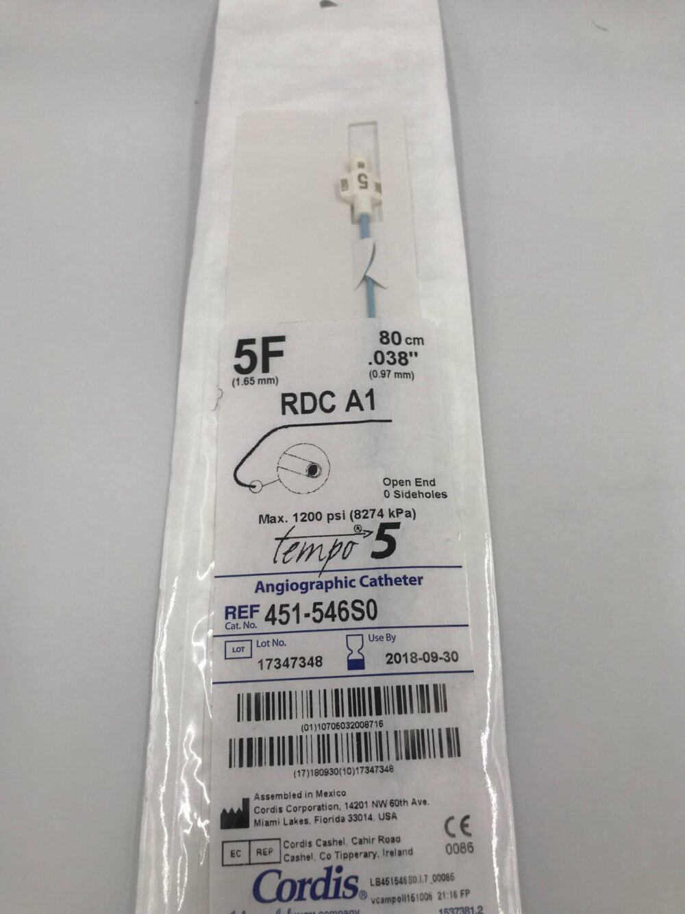 CORDIS 451-546S0 Tempo5 Angiographic Catheter RDC A1 5F (X) - GB TECH USA