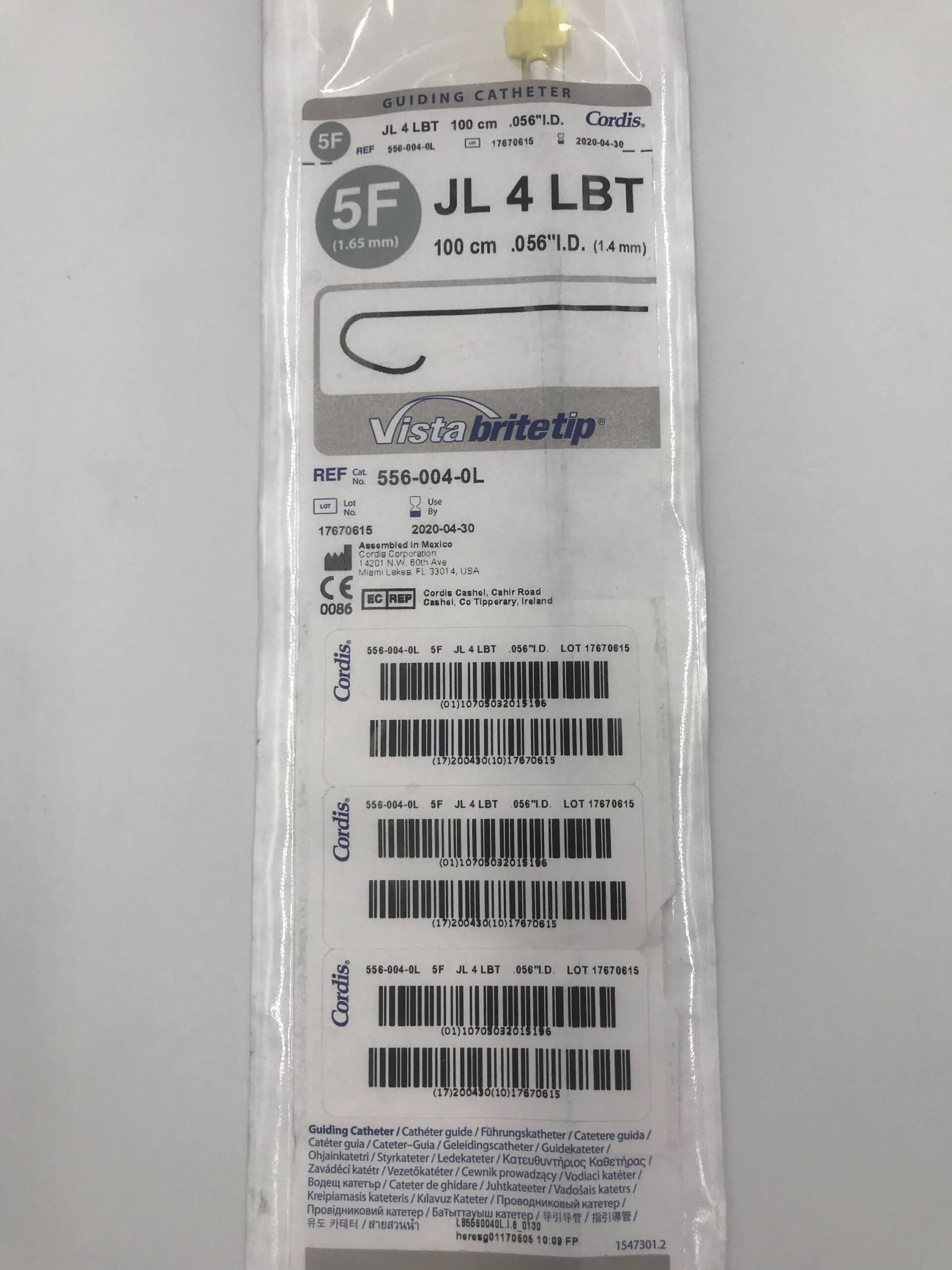 CORDIS 556-004-0L Vista Brite Tip Guiding Catheter JL 4 LBT (X) – GB ...