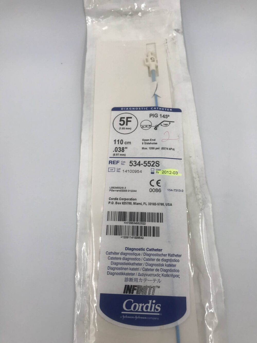 CORDIS 534-552S Infiniti Diagnostic Catheter PIG 145° 5F (X) – GB TECH USA