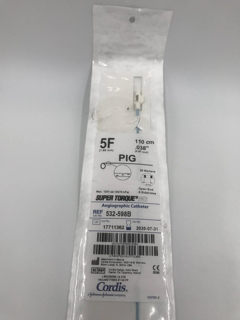 CORDIS 532-598B Super Torque MB Angiographic Catheter PIG 5F (X) - GB ...