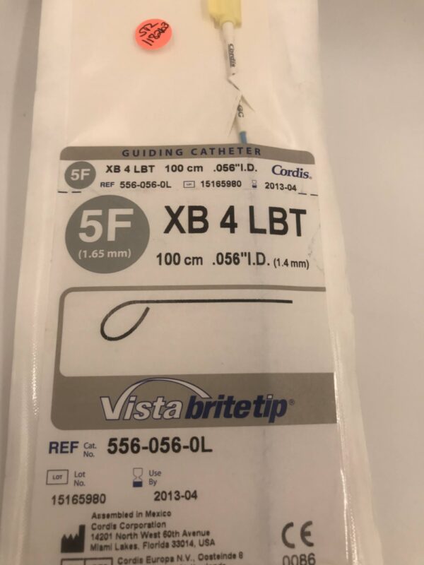 CORDIS 556-056-0L Vista Brite Tip Guiding Catheter XB 4 LBT 5F 100cm (X ...