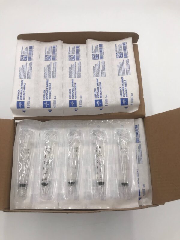 Medline SYR103010 Luer Lock Disposable Syringe without Needle 3ml (100 ...