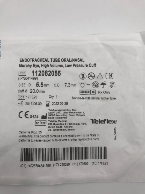 Teleflex 112082055 Endotracheal Tube Oral/Nasal Murphy Eye, High Volume ...