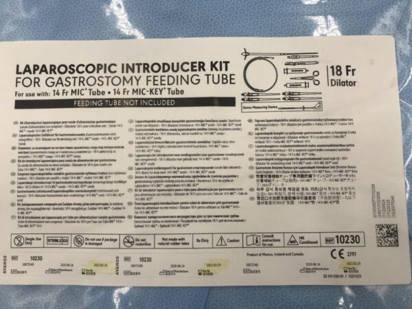 Avanos 10230 Laparoscopic Introducer Kit For Gastrostomy Feeding Tube ...