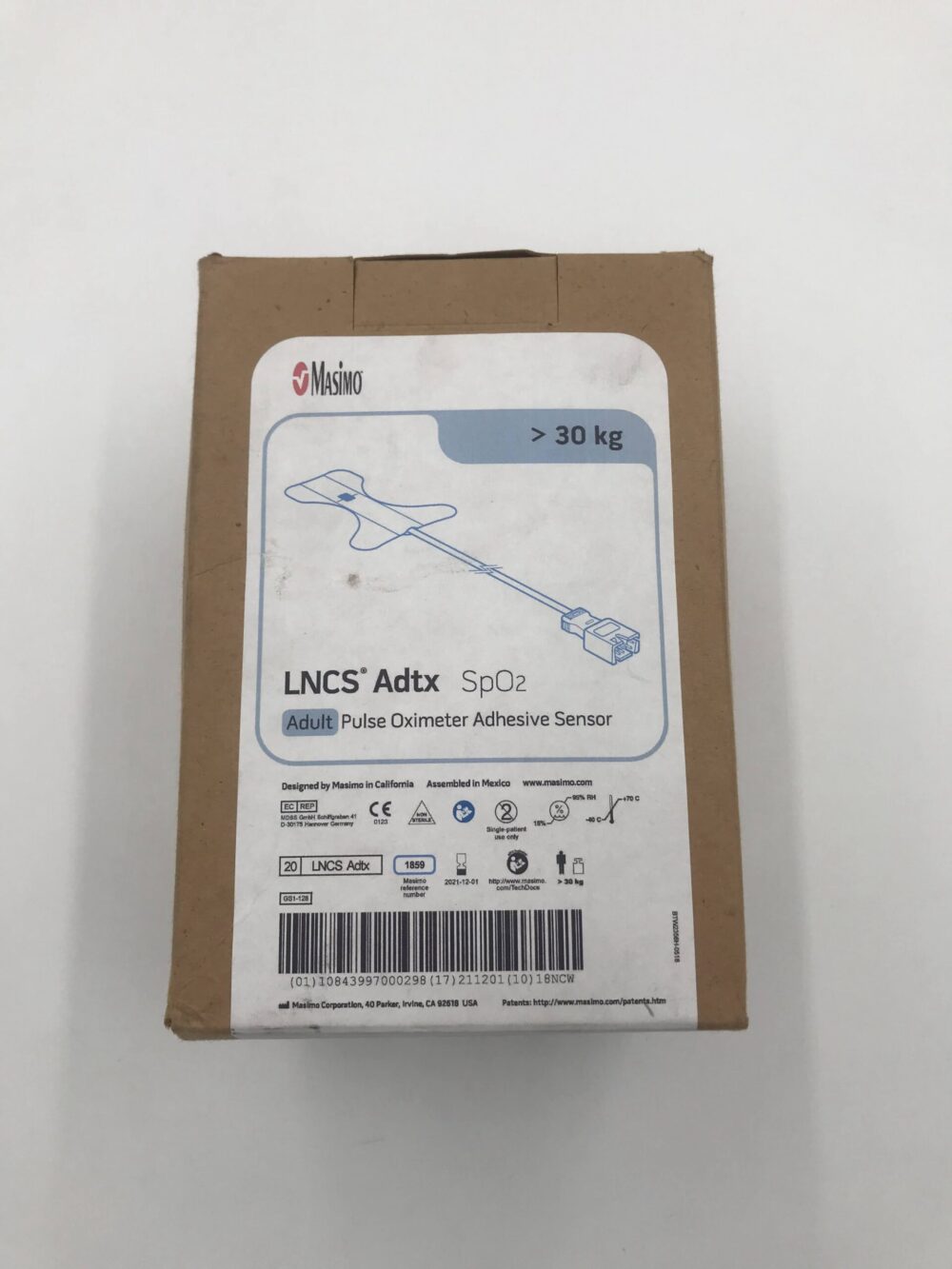 Masimo 1859 LNCS Adtx SpO2 Adult Pulse Oximeter Adhesive Sensor >30kg ...