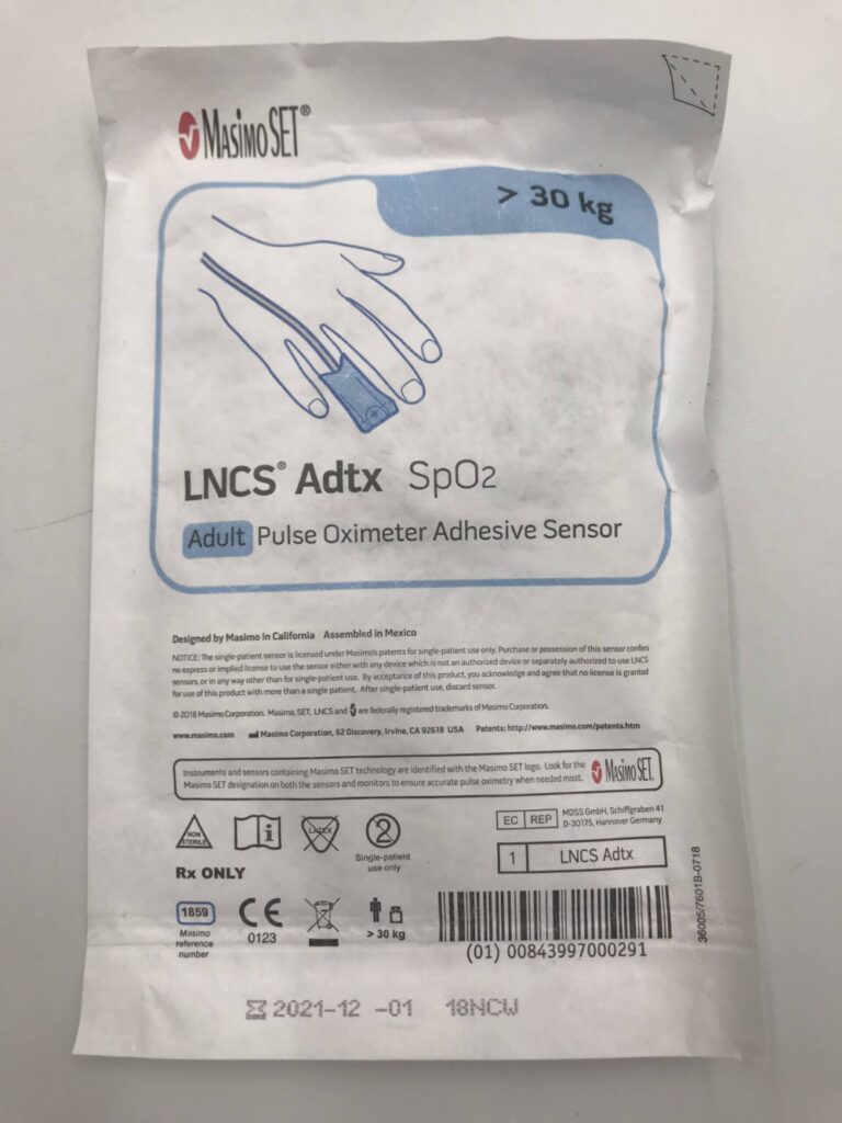 Masimo 1859 LNCS Adtx SpO2 Adult Pulse Oximeter Adhesive Sensor >30kg ...