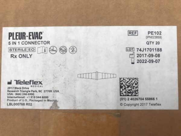 Teleflex PE102 Pleur-Evac 5 in 1 Connector (20/Box) (X) - GB TECH USA