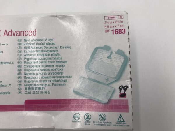 3M 1683 Tegaderm I.V. Advanced Securement Dressing 2 1/2" x 2 3/4"(99 ...