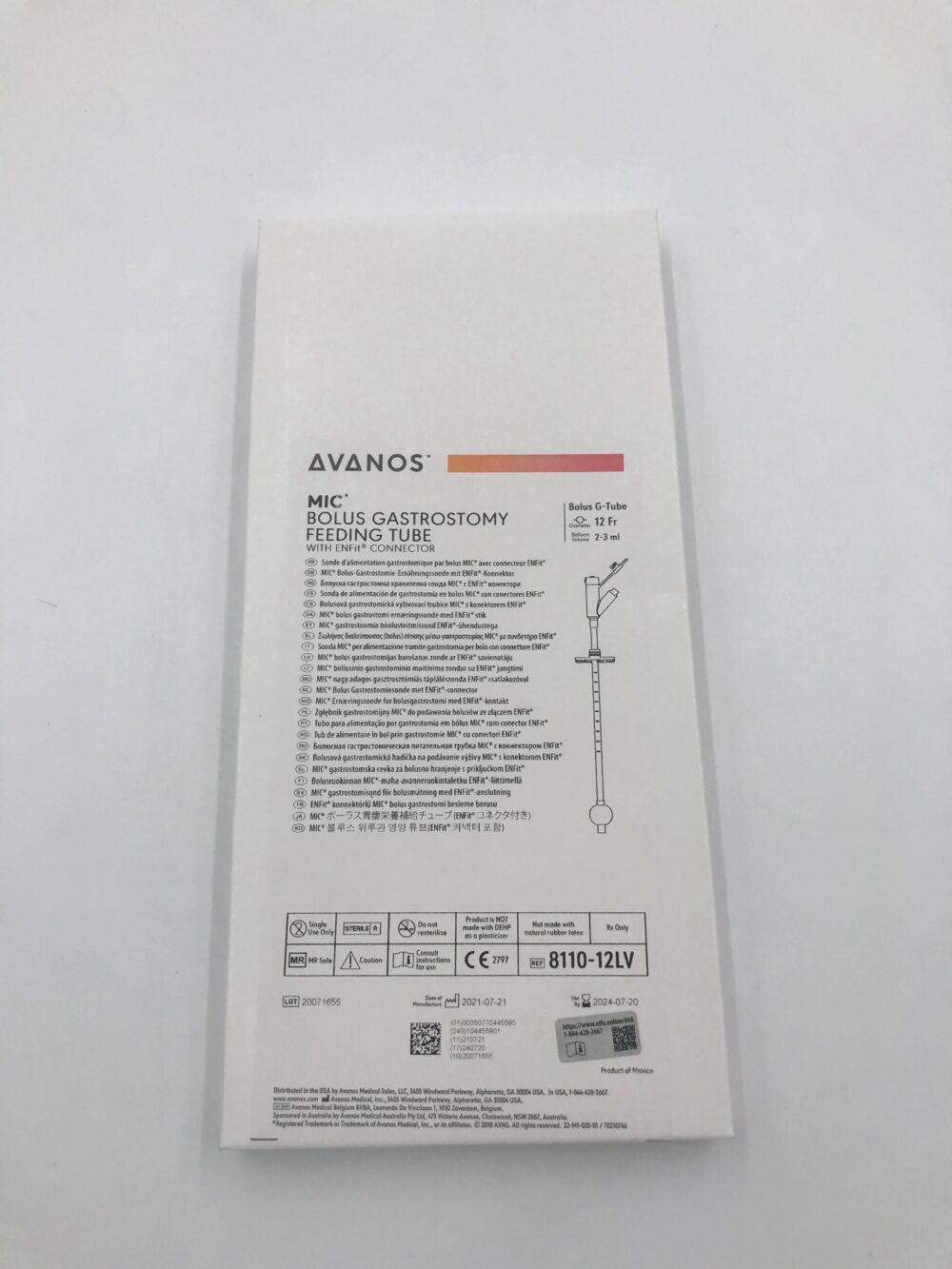 Avanos 8110-12LV MIC* Bolus Gastrostomy Feeding Tube with ENFit ...