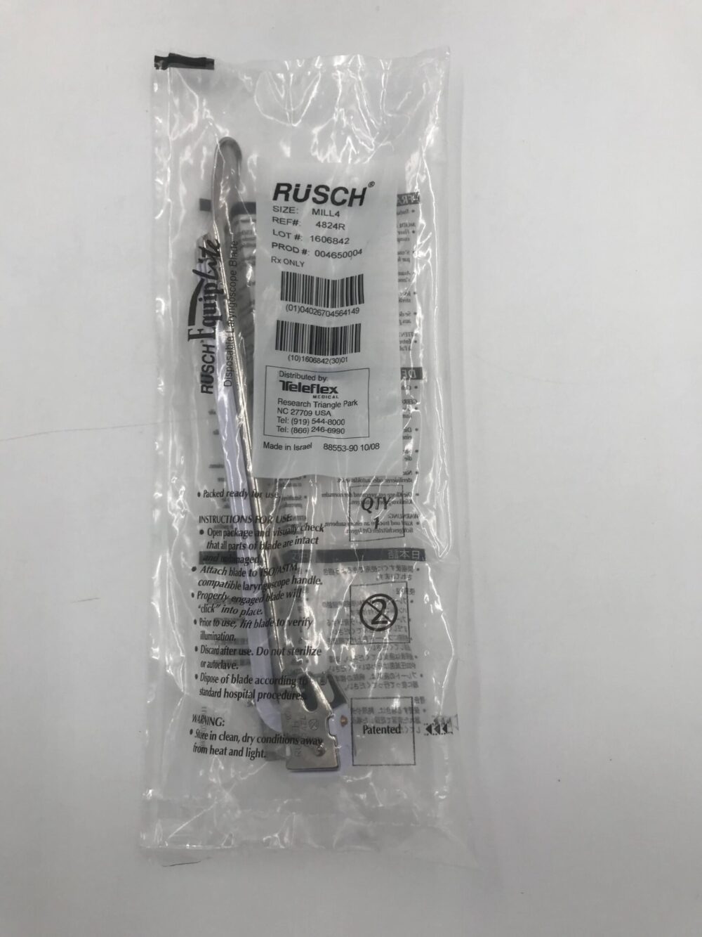 TELEFLEX 4824R Rusch EquipLite Disposable Laryngoscope Blade, MILL4 ...