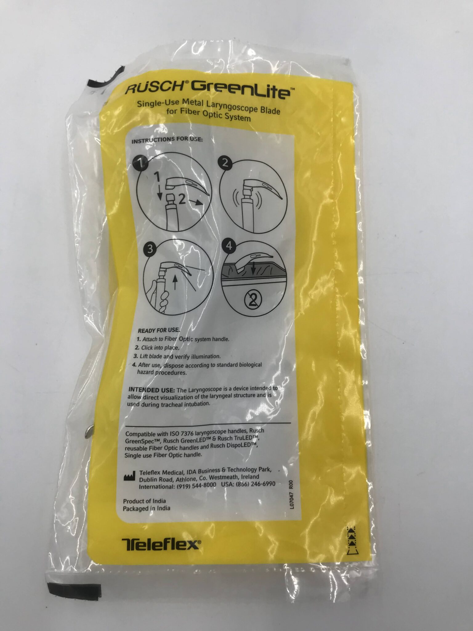 TELEFLEX 004551003 Rusch Green Lite Single Use Metal Laryngoscope Blade ...