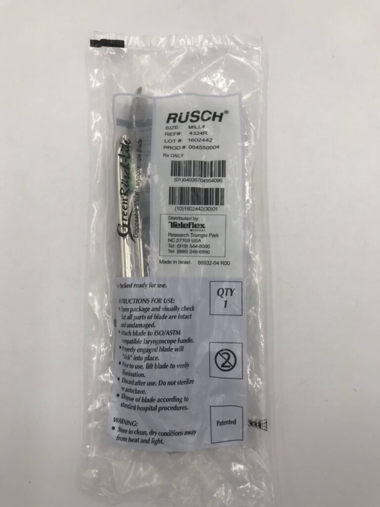 TELEFLEX 4324R Rusch Green Disposable Metal Laryngoscope Blade, MILL4 ...