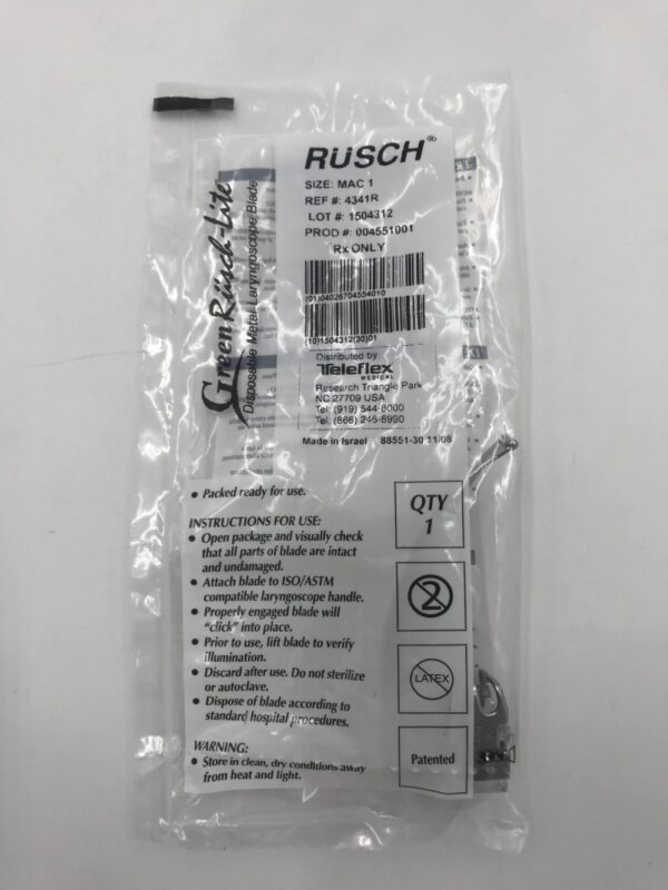 TELEFLEX 4341R Green Rusch-Lite Disposable Metal Laryngoscope Blade ...