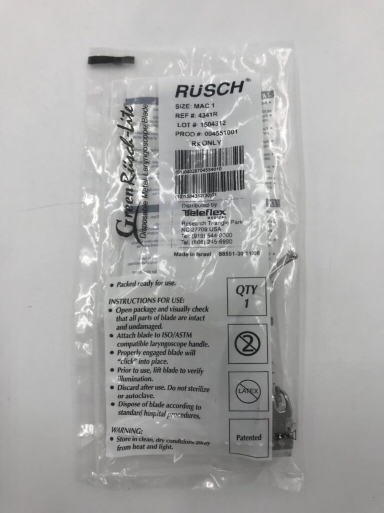 TELEFLEX 4341R Green Rusch-Lite Disposable Metal Laryngoscope Blade ...
