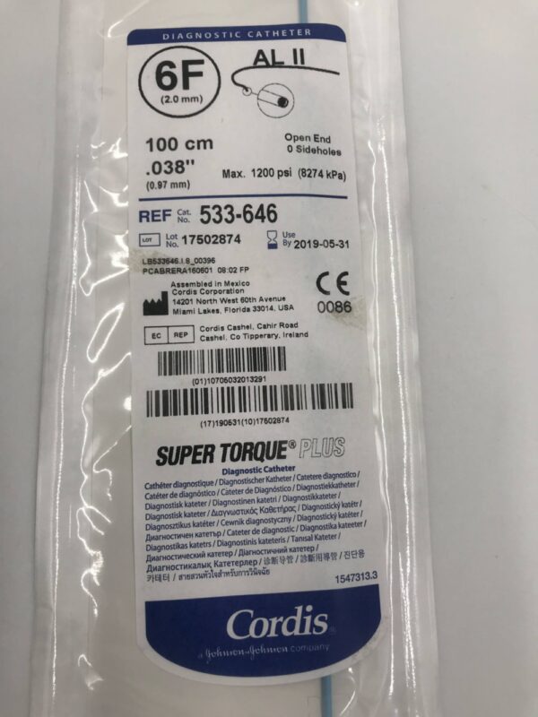 CORDIS 533-646 Super Torque Plus Diagnostic Catheter AL II 6F (X) – GB ...