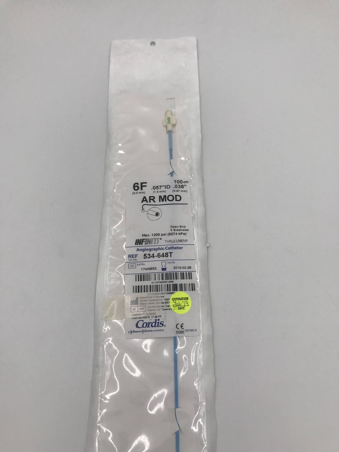 CORDIS 534-648T Infiniti Thrulumen Angiographic Catheter AR MOD 6F (X ...