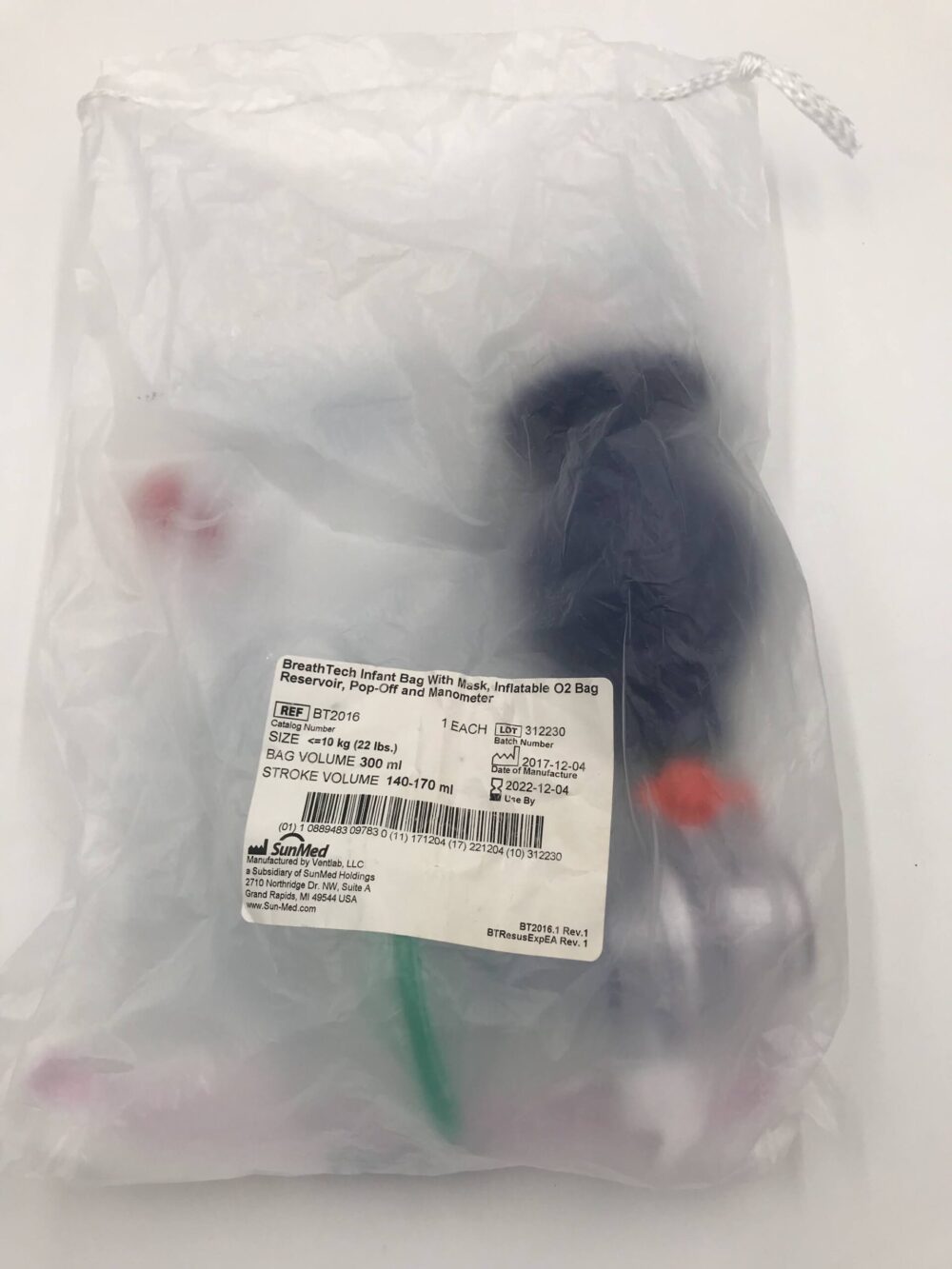 Ventlab BT2016 SunMed Breath Tech Infant Bag with Mask, Inflatable O2 ...