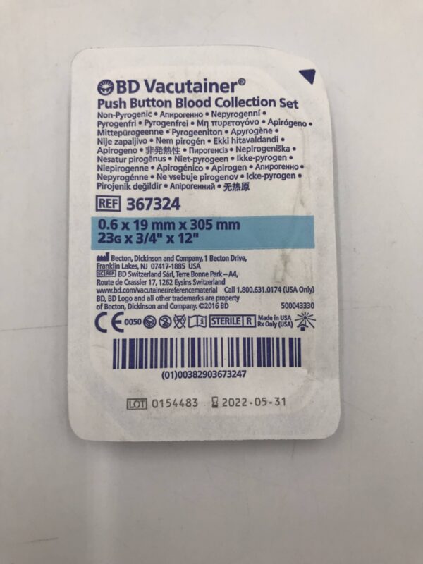 BD 367324 BD Vacutainer Push Button Blood Collection Set 23G x 3/4" x ...