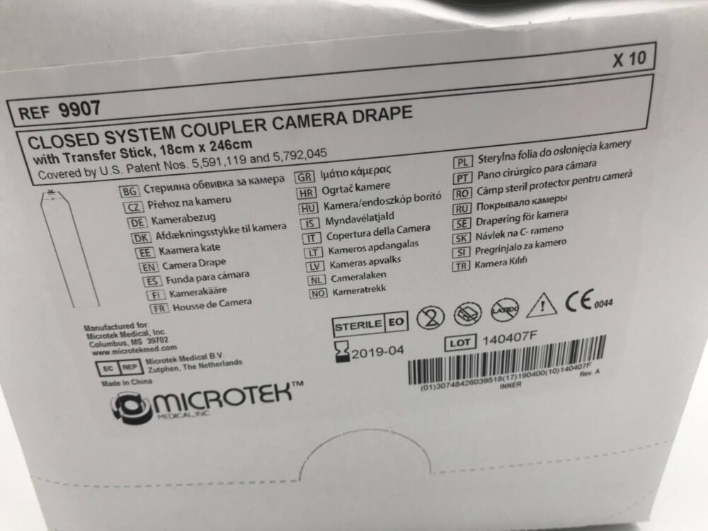 Microtek 9907 Closed System Coupler Camera Drape with Transfer Stick ...