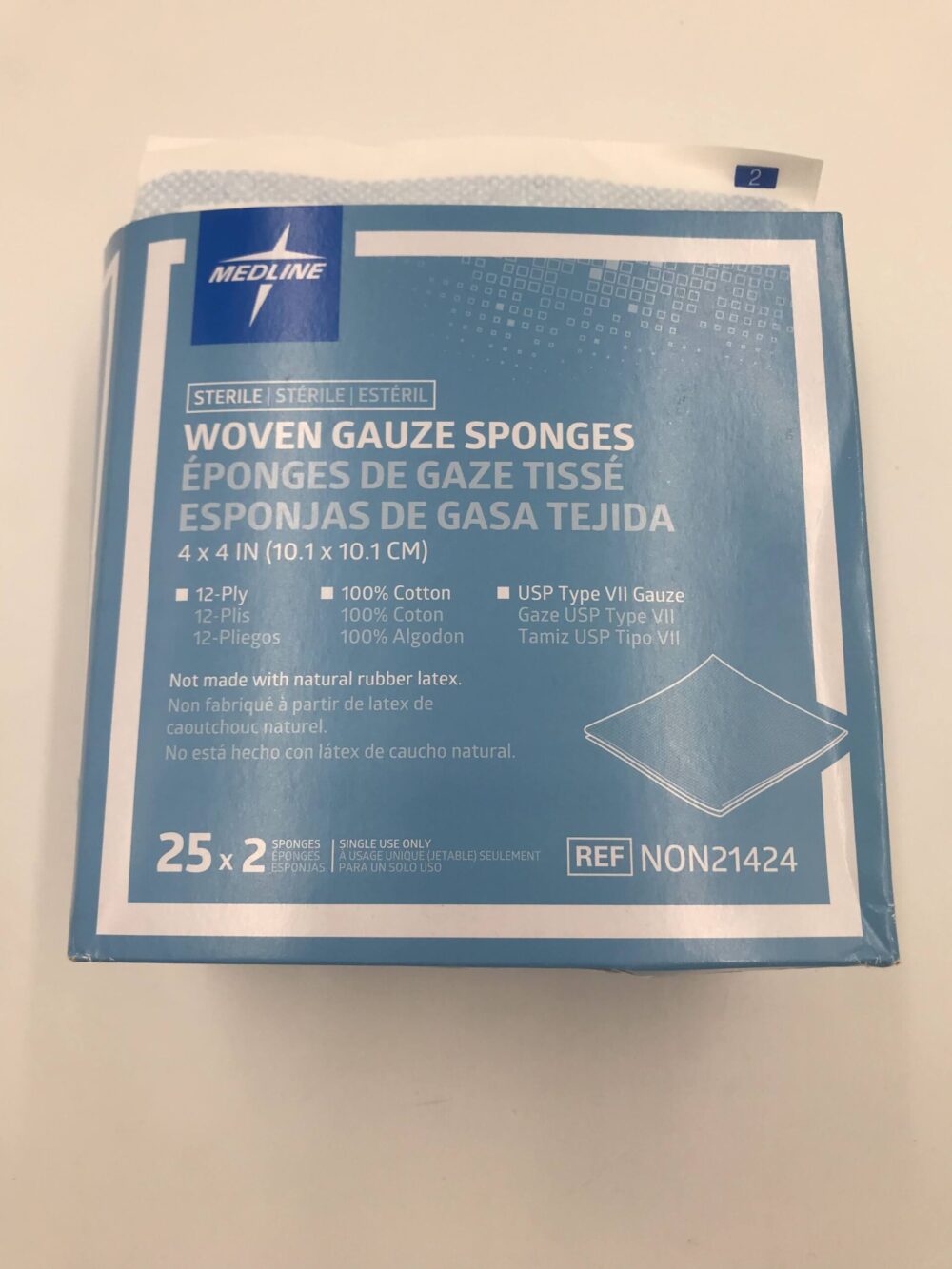 Medline NON21424 Woven Gauze Sponges 4 x 4in 12-Ply 100% Cotton USP ...