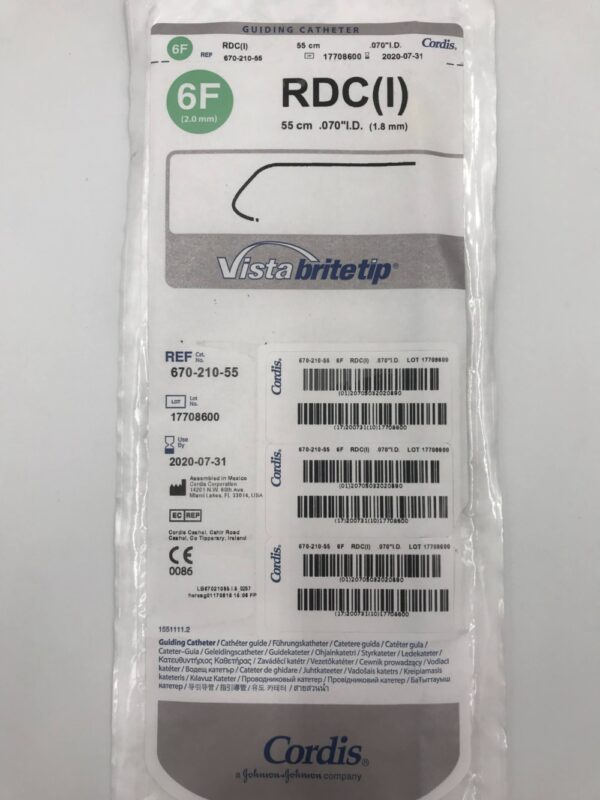 CORDIS 670-210-55 Vista Brite Tip Guiding Catheter RDC(I) 6F (X) - GB ...