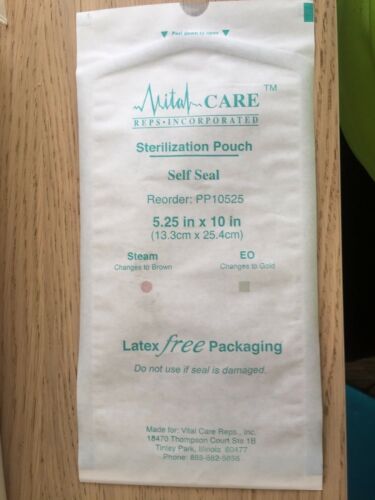 VITAL CARE PP10525 Sterilization Pouch, Self Seal, 5.25in x 10in (200 ...