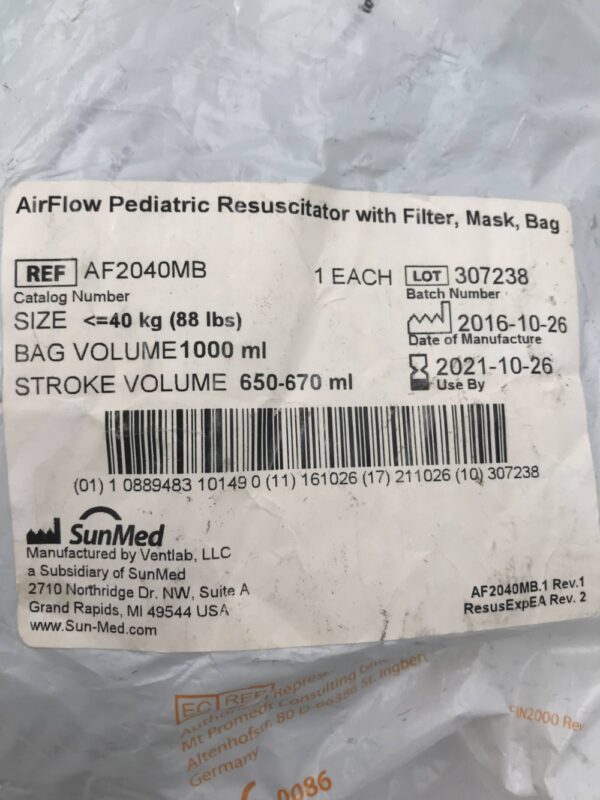 Ventlab AF2040MB SunMed AirFlow Pediatric with Filter, Mask, Bag (X ...