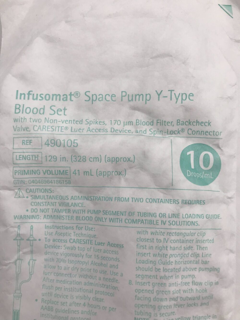 BRAUN 490105 Infusomat Space Pump Y-Type Blood Set (X) - GB TECH USA