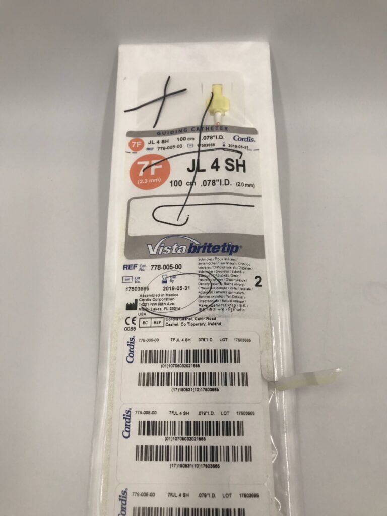 Cordis 778-005-00 Vista BriteTip Guiding Catheter JL 4 SH 7F (X) - GB TECH USA